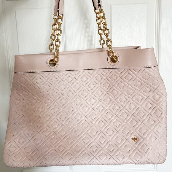 Tory Burch | Bags | Tory Burch Pink Tote Purse With Gold Chain Handles ...